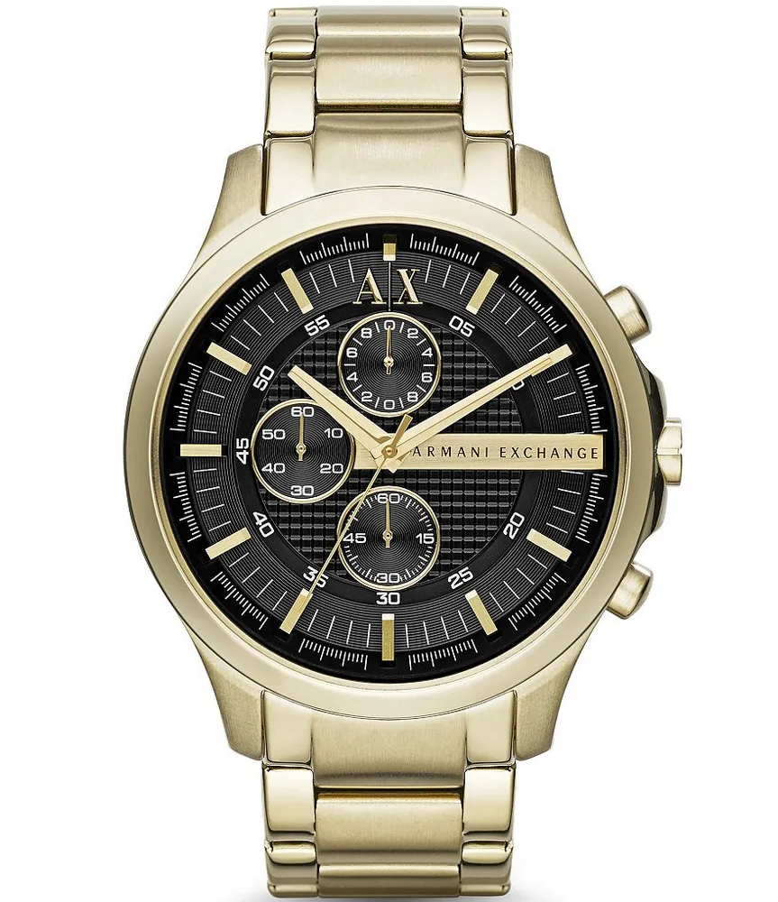Armani Exchange Chronograph Gold-Tone Stainless Steel Bracelet Watch ...