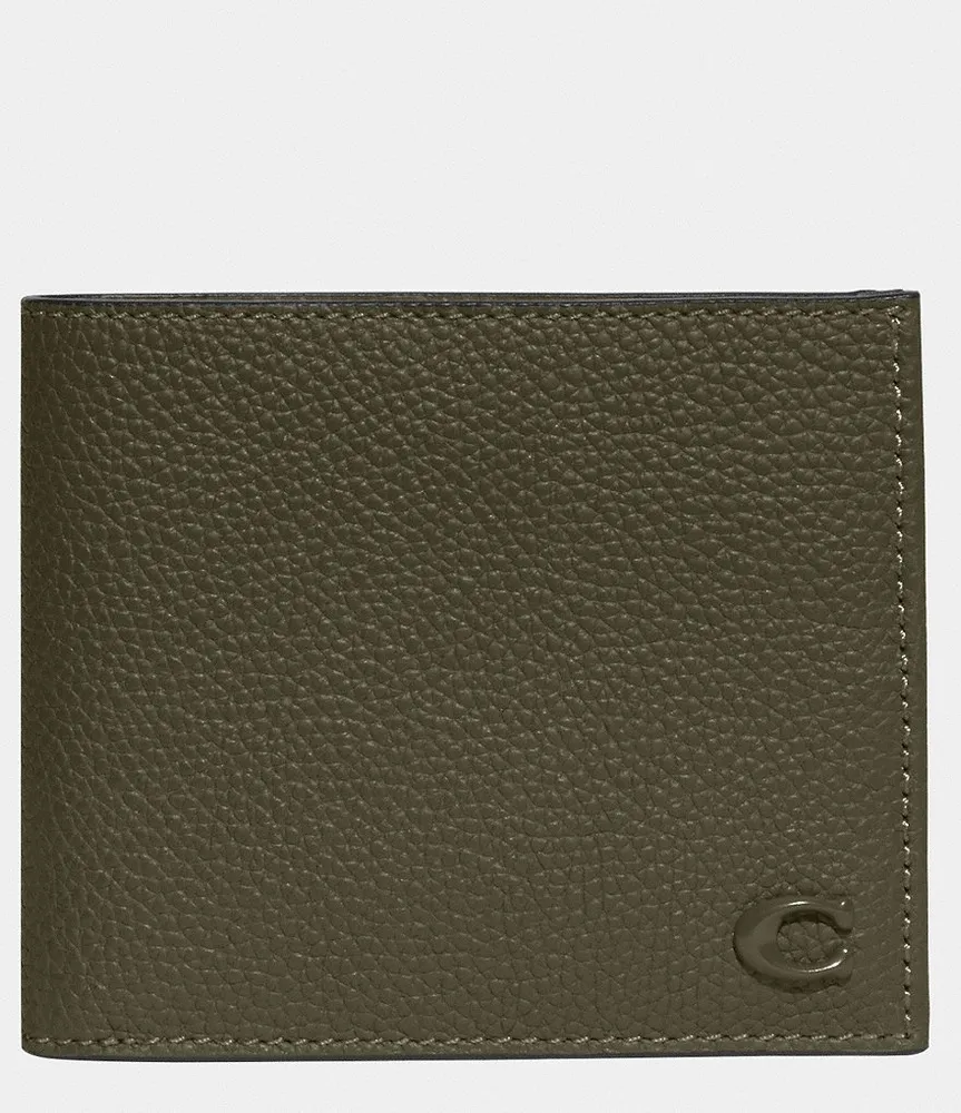 COACH Refined Double Billfold Pebble Leather Wallet | Green Tree Mall