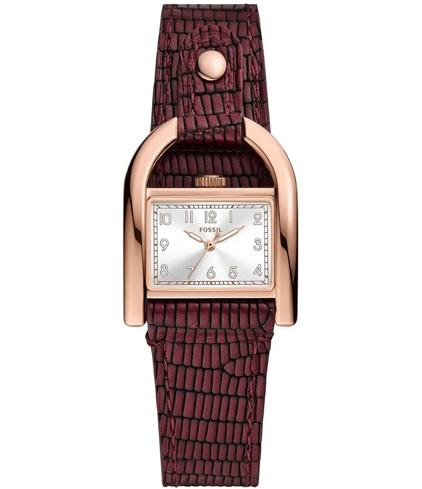 Fossil Women's Harwell Quartz Analog Red Leather Strap Watch | Green ...