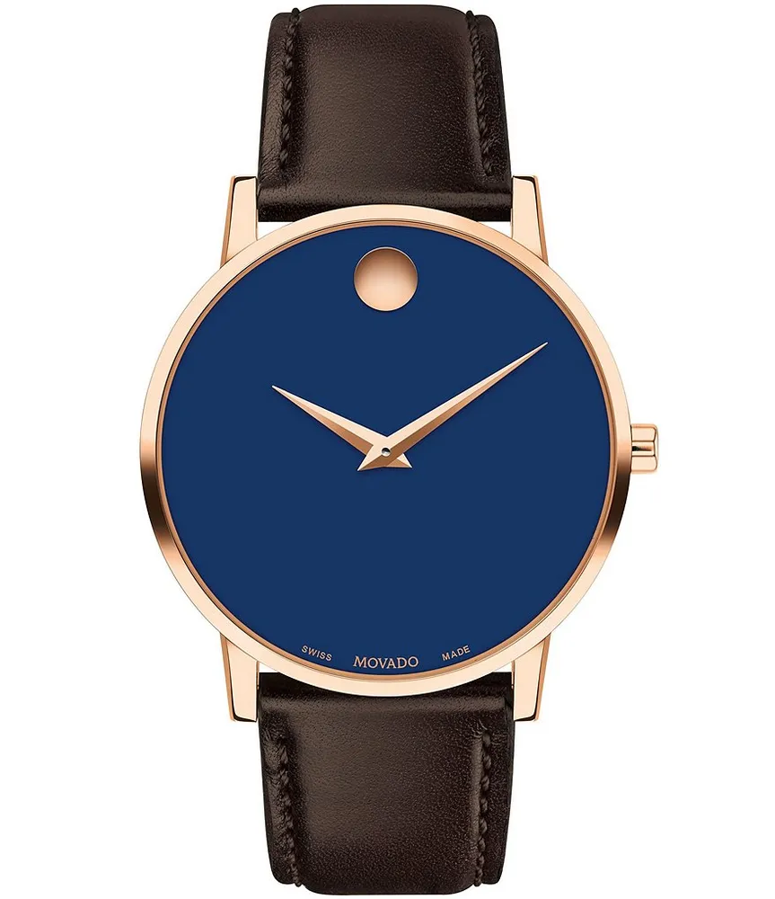Movado Men's Museum Quartz Analog Brown Leather Strap Watch | Green ...