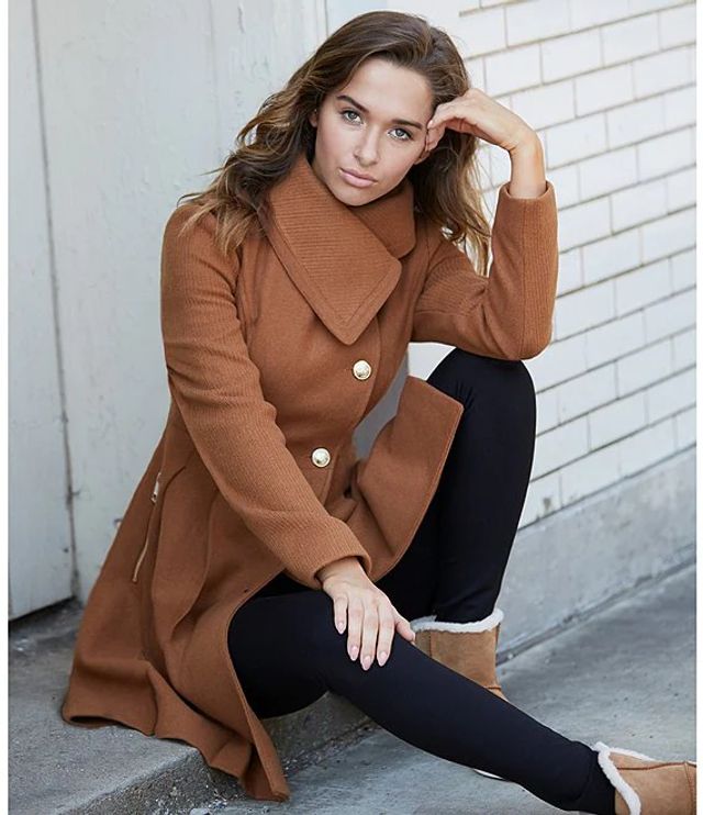 Guess Twill Wool Double Breasted Button Coat Alexandria