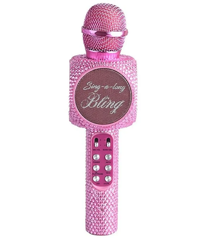 Wireless Express Sing-Along Bling Pink Bluetooth Karaoke Microphone ...