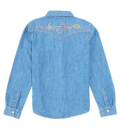 Wrangler® Big Girls 8-18 Long Sleeve Desert Embellished Western Shirt | Hamilton Place