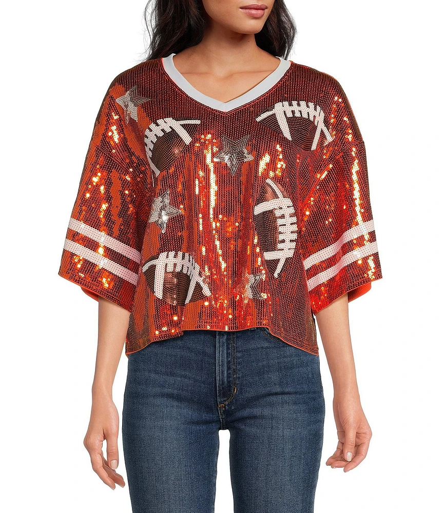 Anna & Ava Sequin Football Poncho | CoolSprings Galleria