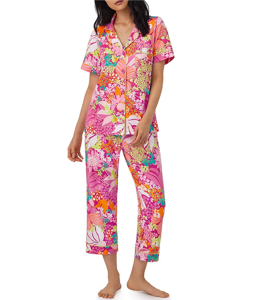 BedHead Pajamas Floral Print Knit Short Sleeve Cropped Pajama Set at ...