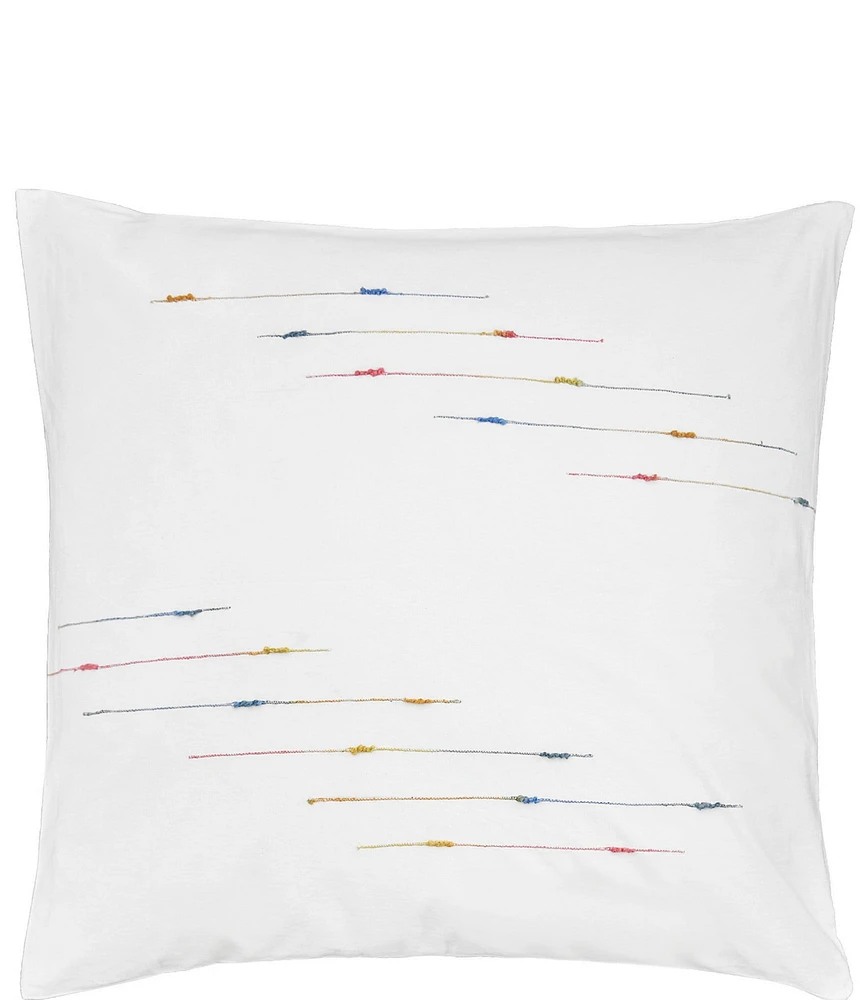 Carol & frank Raina Ombre-Dyed Rainbow Slub Yarn Embroidered Euro Sham ...