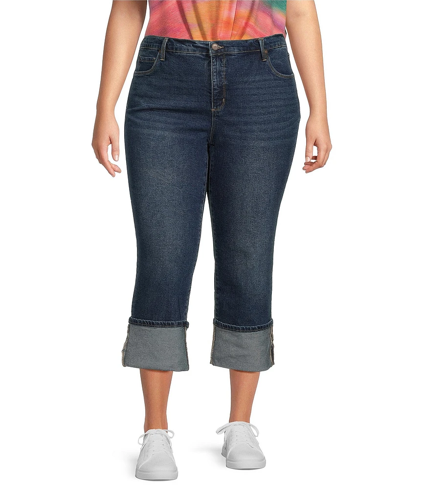Code Bleu Plus Size High Rise Cropped Boyfriend Jeans | CoolSprings ...
