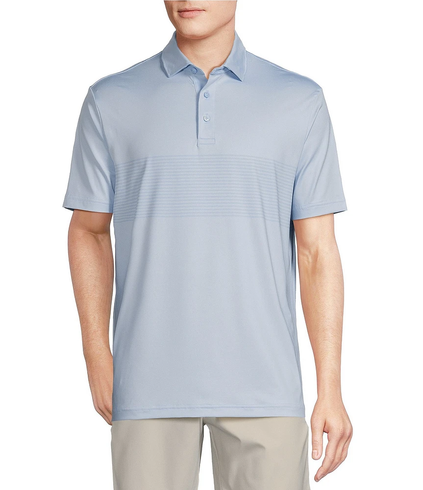Cremieux Blue Label Performance Stretch Jacquard Chest Striped Short Sleeve Polo Shirt ...