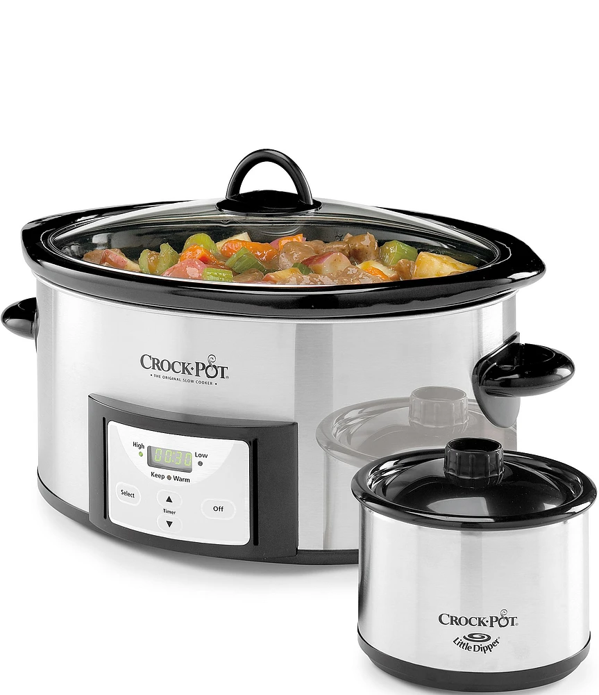 Crock Pot 6-Quart Countdown Programmable Oval Slow Cooker with Dipper ...
