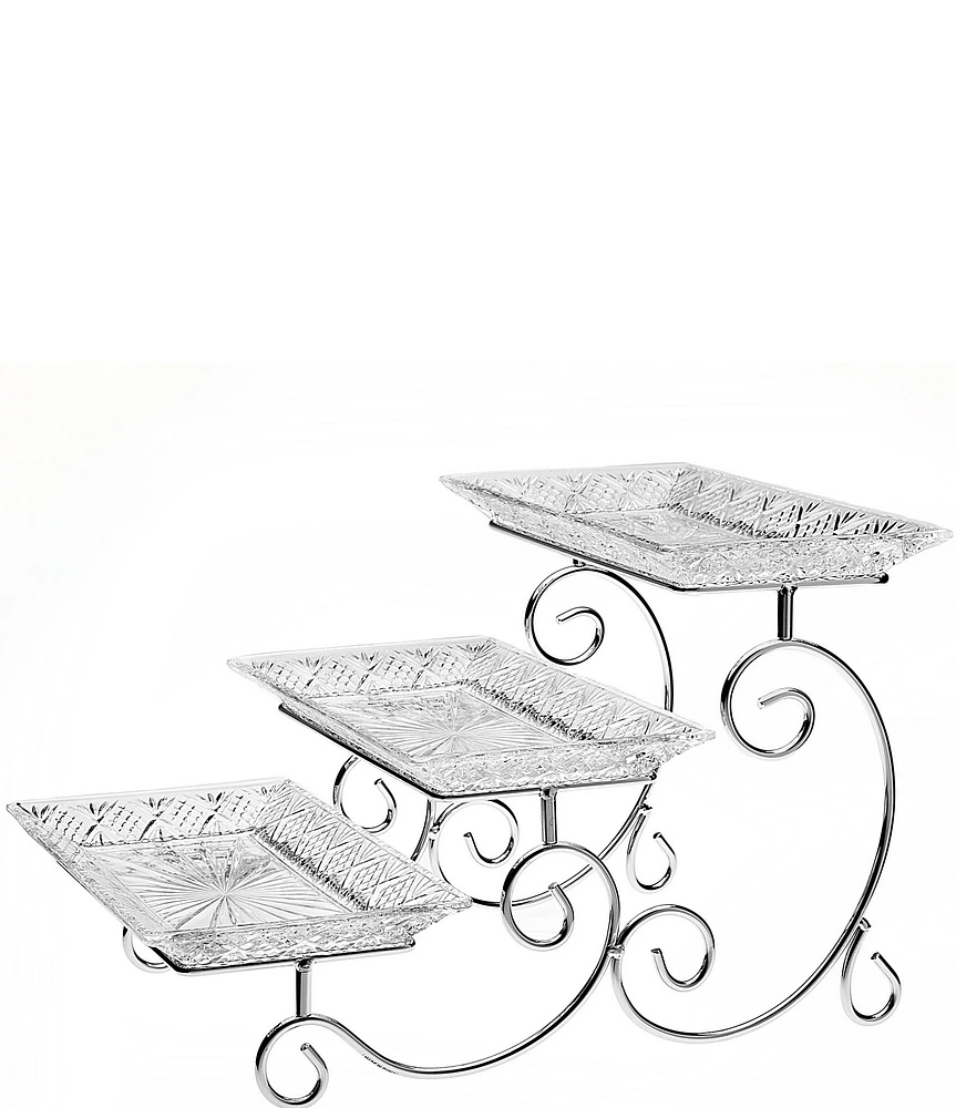 Godinger Dublin Crystal 3-Tier Rectangular Server | Hamilton Place