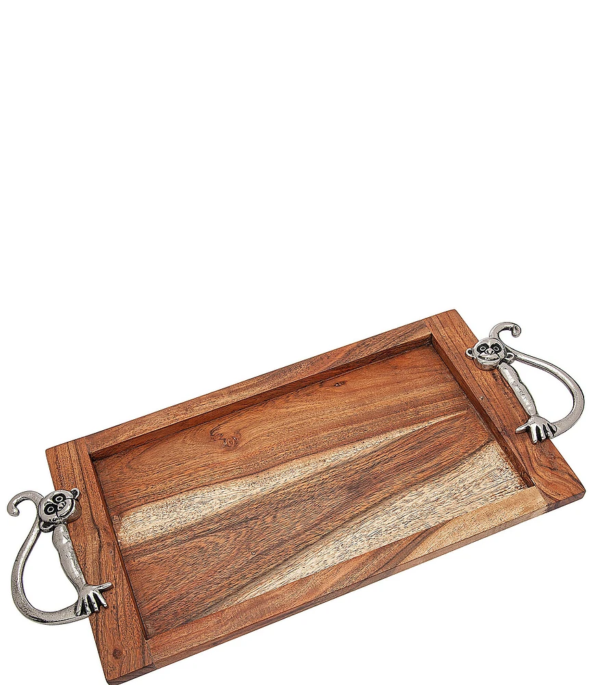 Godinger Monkey Handle Wood 15#double; Rectangular Tray | Hamilton Place