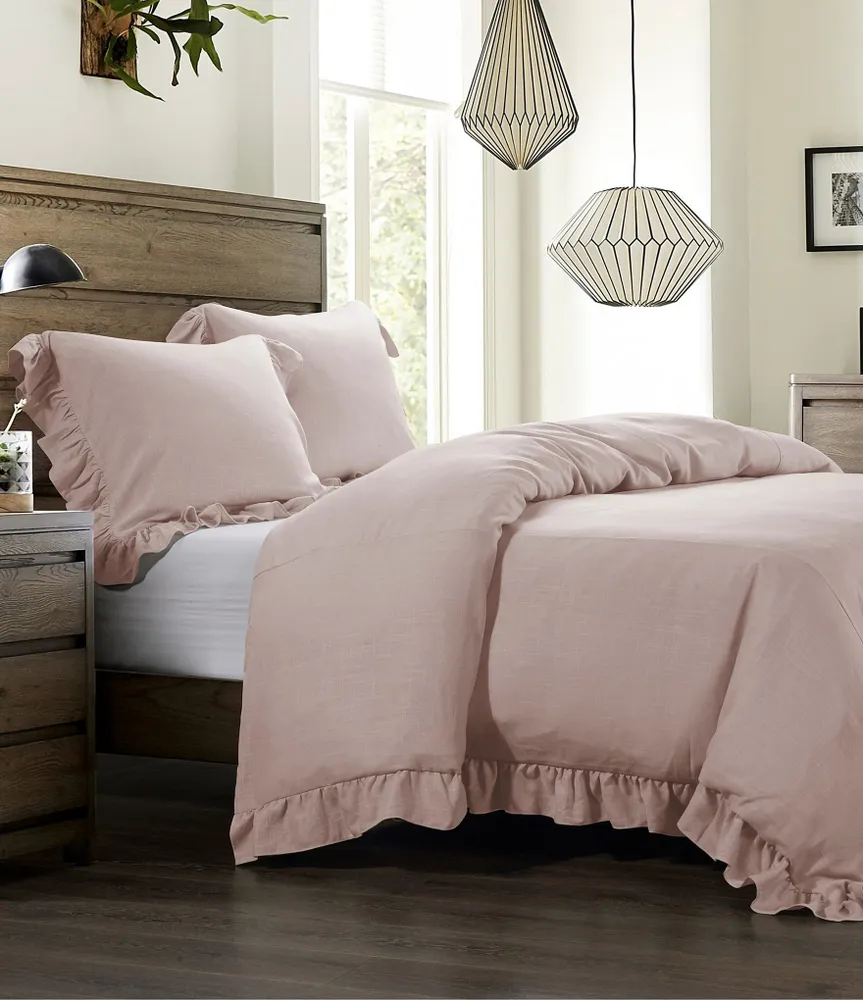 HiEnd Accents Lily Collection Washed Linen Ruffled Comforter Mini Set ...
