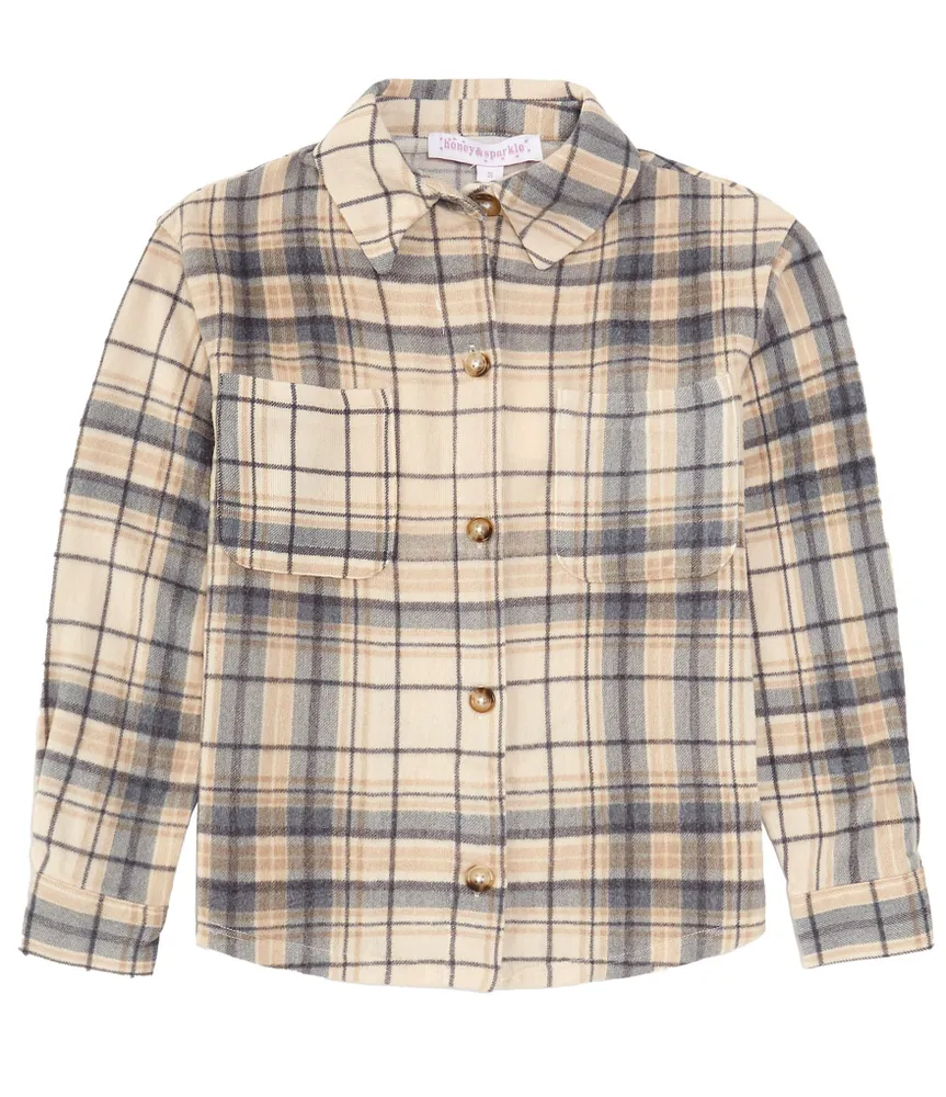Honey And Sparkle Big Girls 7 16 Long Sleeve Plaid Flannel Shirt