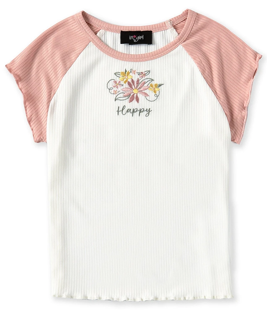 I.N. Girl Big Girls 7-16 Raglan Short Sleeve Color Block T-Shirt ...
