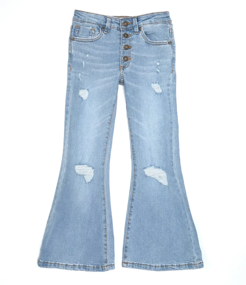 Jessica Simpson Big Girls 7 16 Destructed Flare Denim Jeans Hamilton