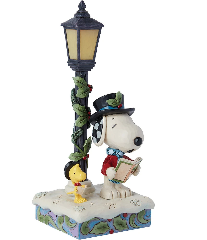 Jim Shore Peanuts Collection Snoopy & Woodstock next to Lit Lamp Post ...