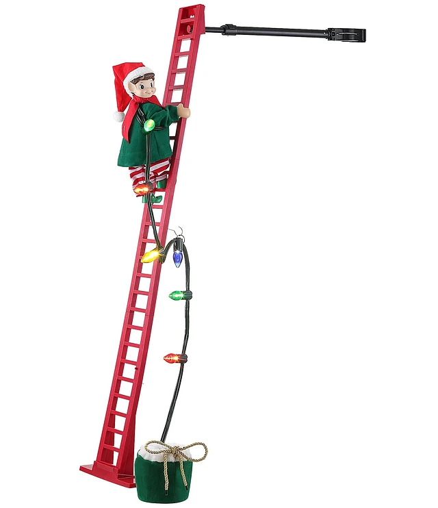 Mr. Christmas LED Lighted and Animated Ladder Climbing Elf Musical ...