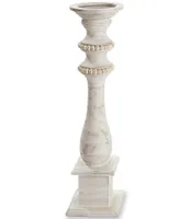 Mud Pie Classic White-Washed Beaded Candlestick | Hamilton Place