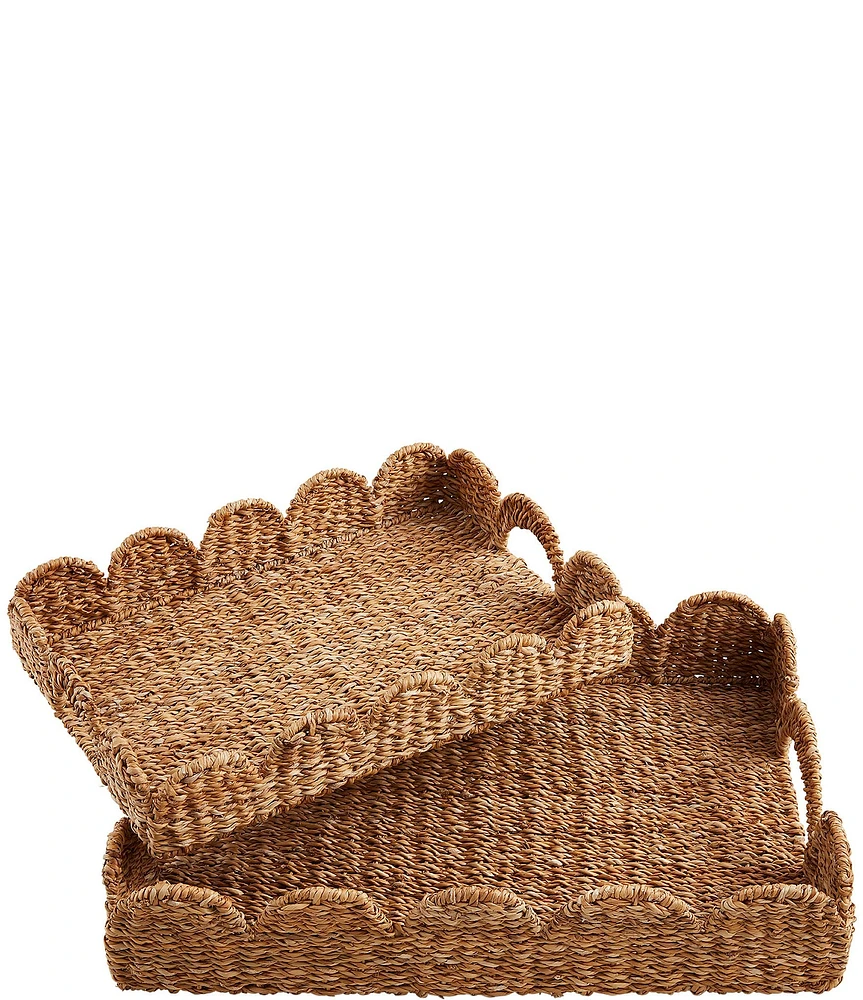 Mud Pie Happy Everything Woven Seagrass Nested Scalloped Edge Handled ...