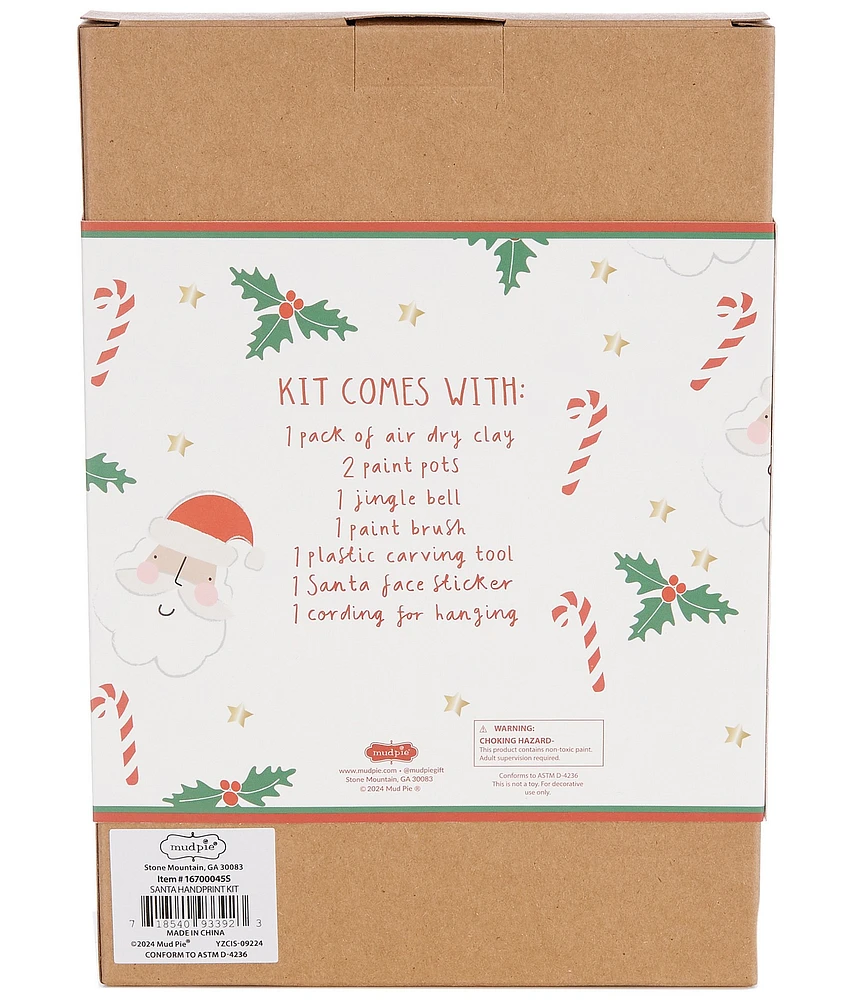 Mud Pie Santa Handprint Eight-Piece Ornament Set | Hamilton Place