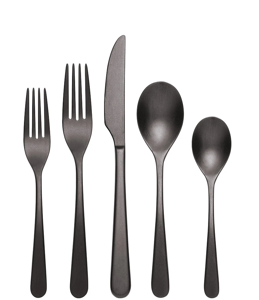 Oneida Kenbrook Black Tumbled 20-Piece Stainless Steel Flatware Set ...