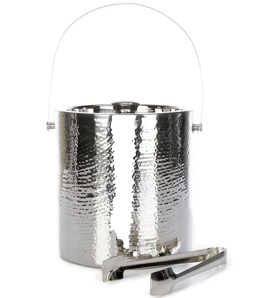 Southern Living Stainless Steel Hammered Ice Bucket With Tong ...