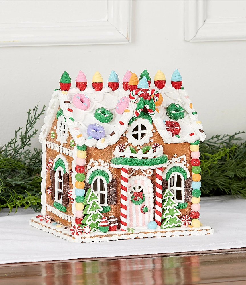 Trimsetter Gingerbread Collection LED Lighted Donut Roof Gingerbread ...