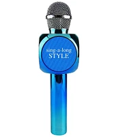 Wireless Express Sing-Along Metallic Blue Bluetooth Karaoke Microphone ...