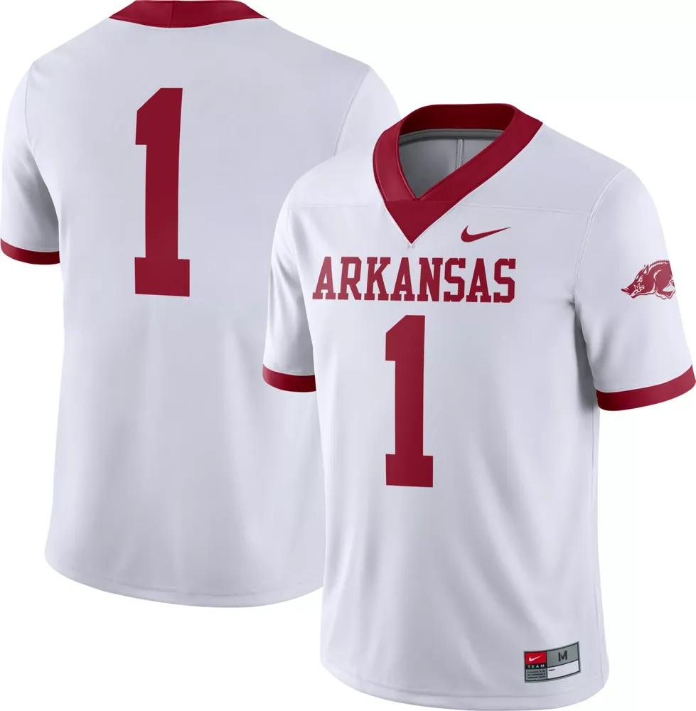 Nike Men's Arkansas Razorbacks #1 White Alternate Dri-FIT Game Football ...