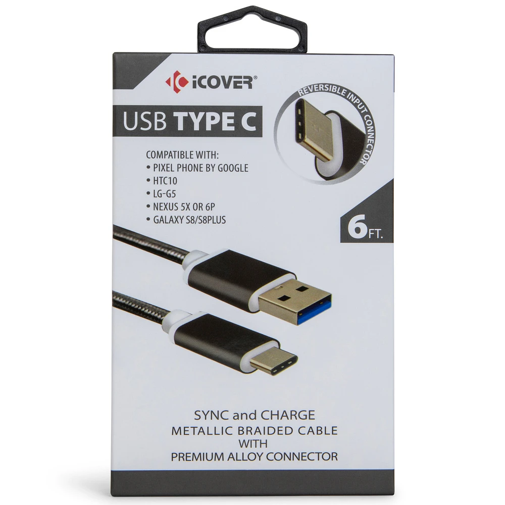 Five Below Usb To Type-C Metal Braided Sync & Charge Cable 6ft ...