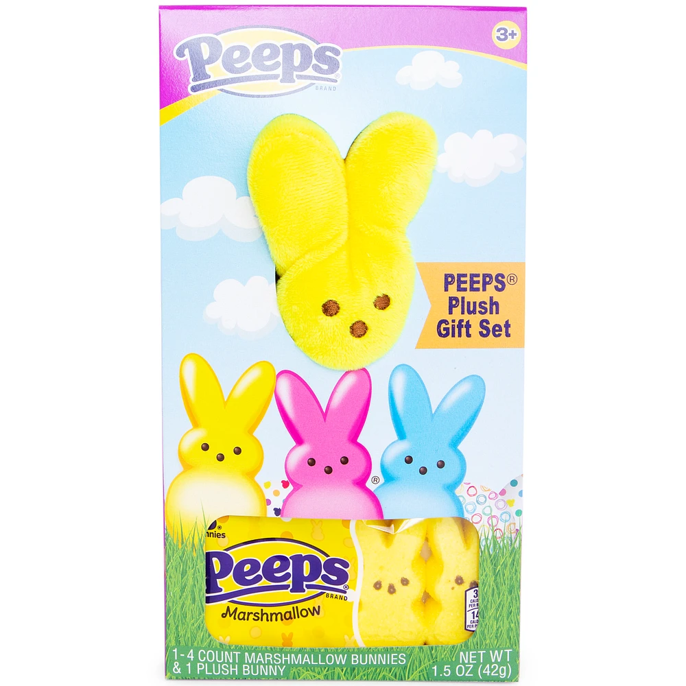 Five Below Yellow peeps® plush toy & marshmallow bunnies gift set ...