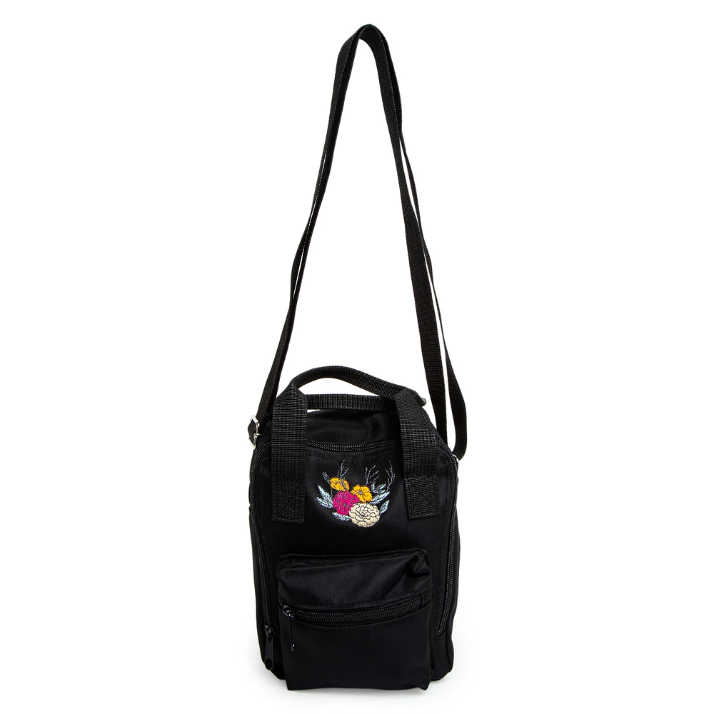 Five Below Mini Icon Crossbody Bag Embroidered- Black Floral | Hamilton ...