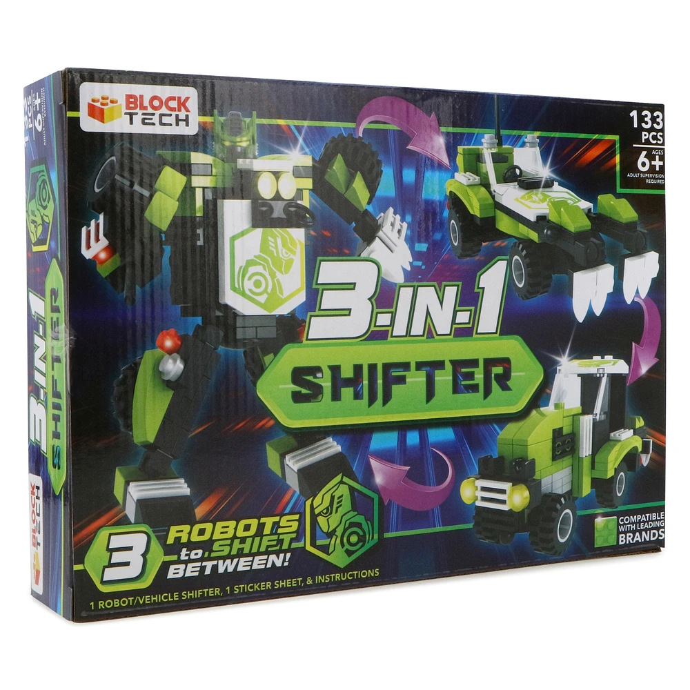 Five Below Block tech® 3-in-1 shifter robot-vehicle build set ...