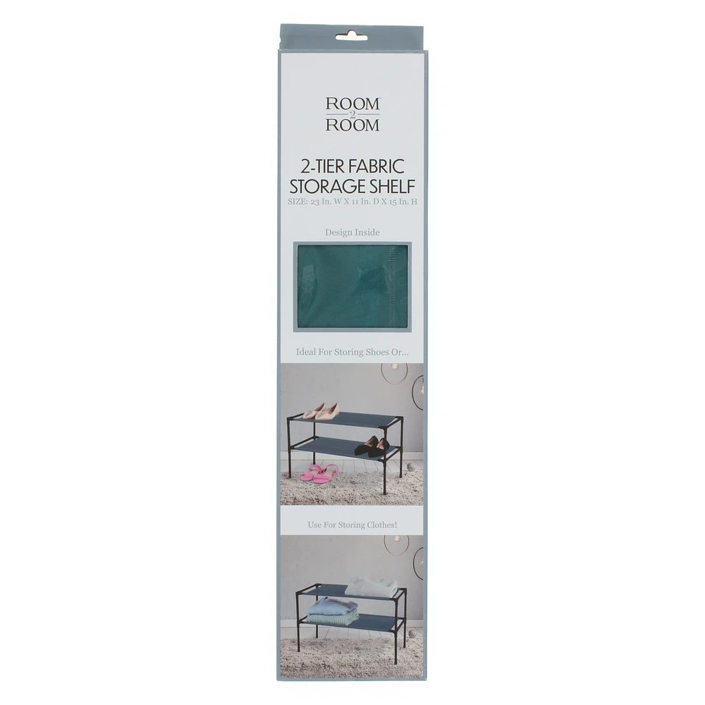 Five Below 2-tier fabric storage shelf - black & green | Hamilton Place