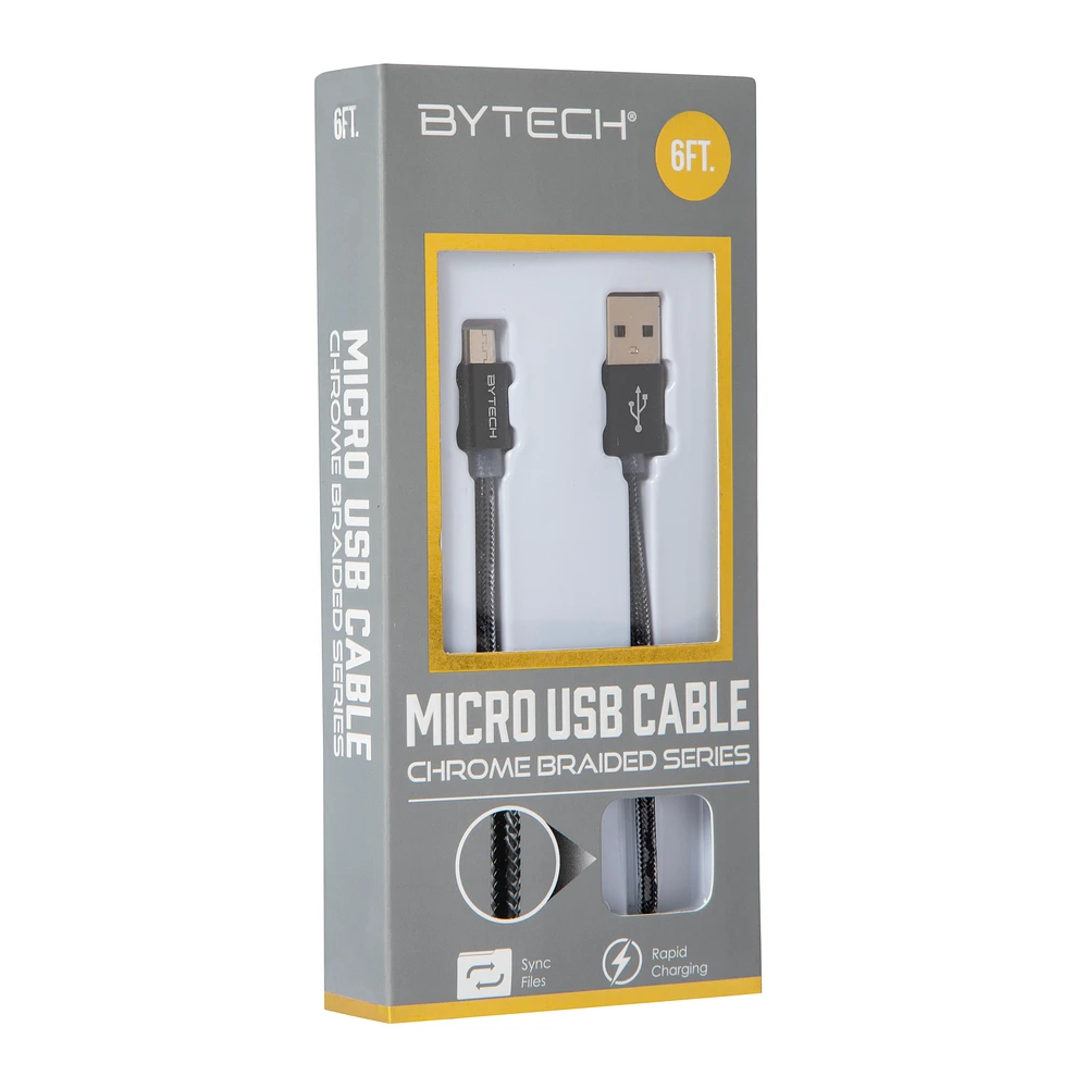 Five Below 6ft chrome braided micro-USB cable | Hamilton Place