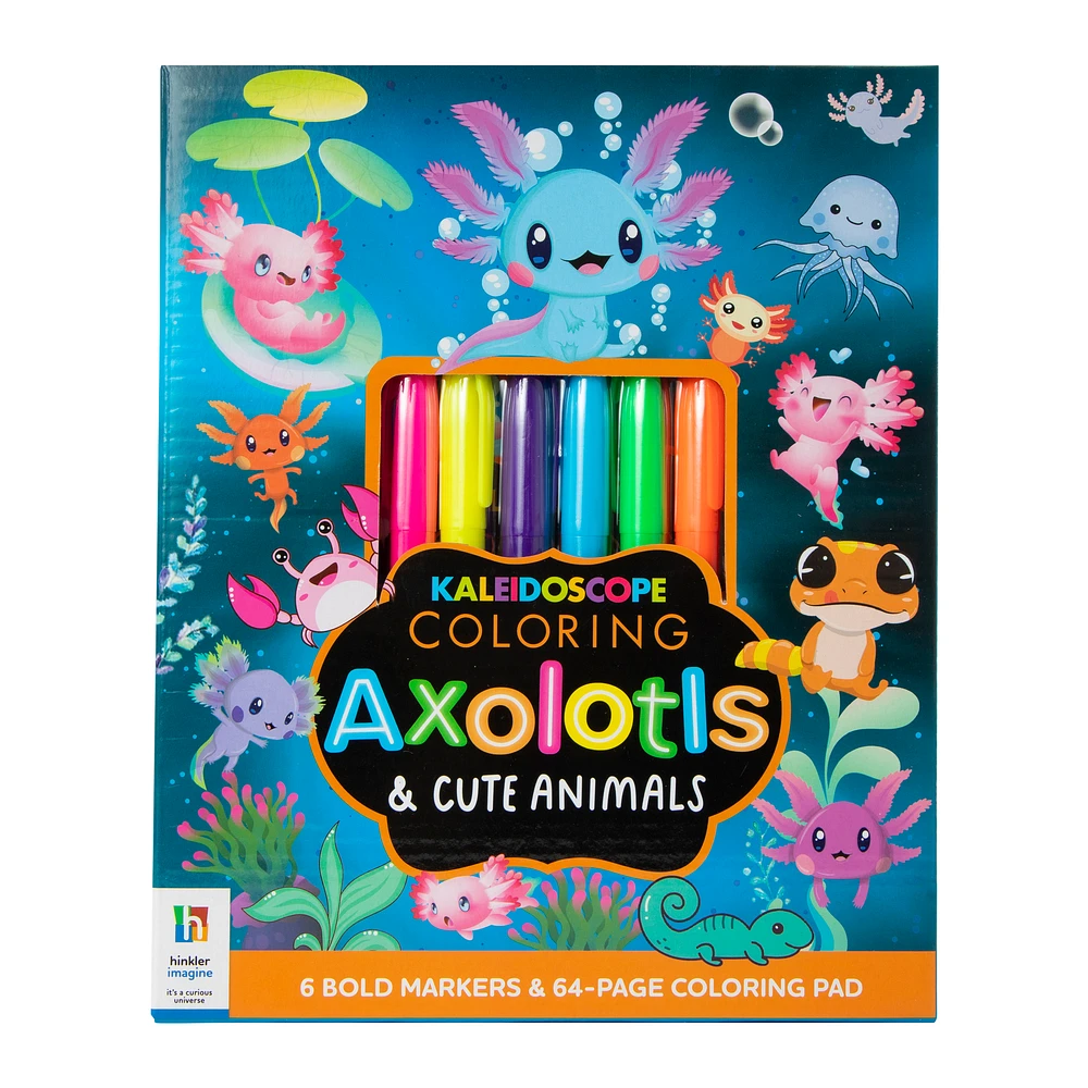 Five Below Kaleidoscope axolotls & cute animals coloring book & markers ...