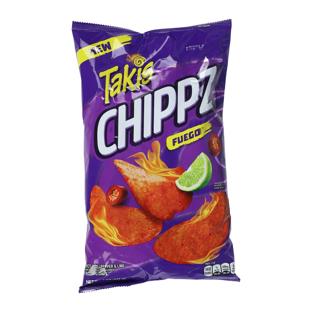 Five Below Takis Chippz Fuego Hot Chili Pepper & Lime potato chips 8oz ...