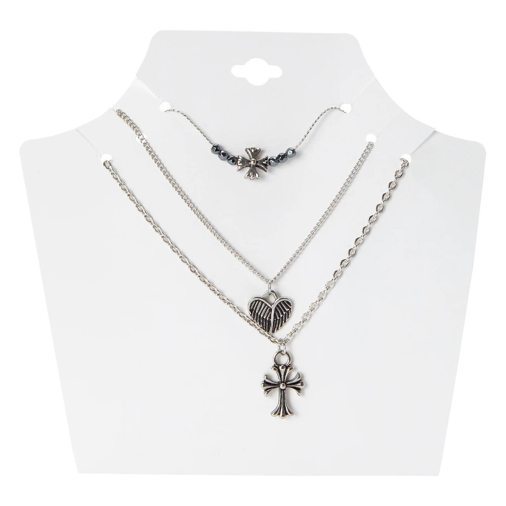 Five Below Gothic Cross Layered Necklace 3-Piece Set | Hamilton Place
