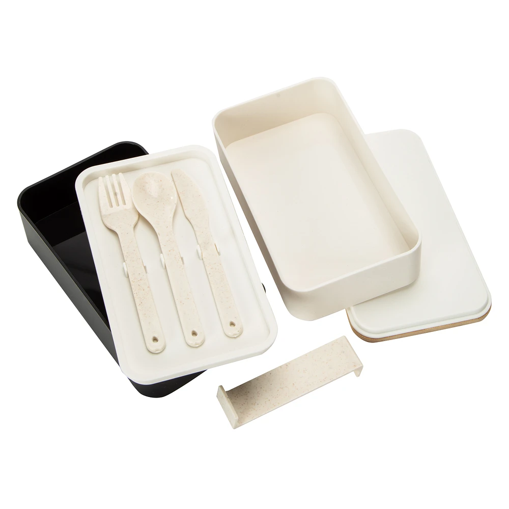 Five Below 2-Layer Bento Box With Utensils 7.25in x 4in | Hamilton Place