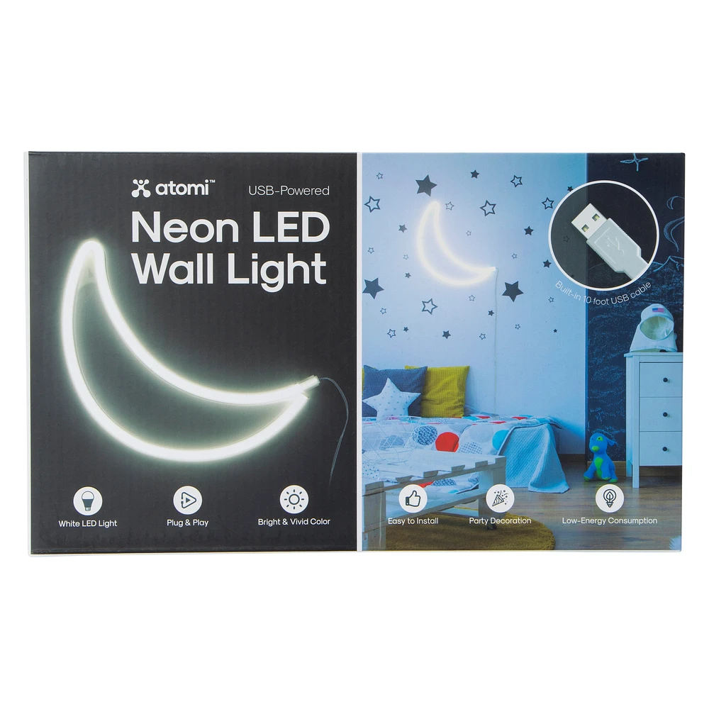 Five Below Neon LED Moon Wall Light | Hamilton Place