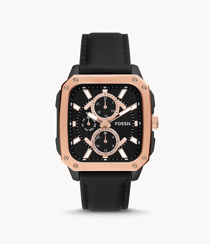 FOSSIL Multifunction Black Leather Watch | Mall of America®