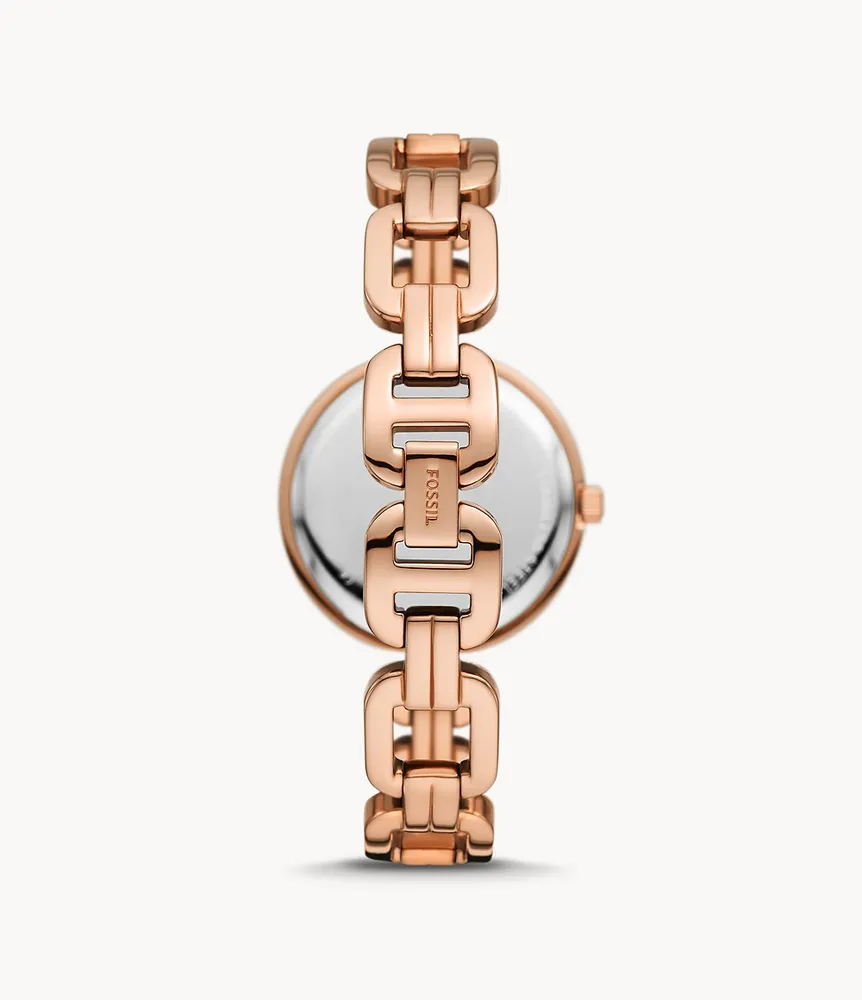 FOSSIL Kerrigan Three-Hand Rose Gold-Tone Stainless Steel Watch | Mall ...