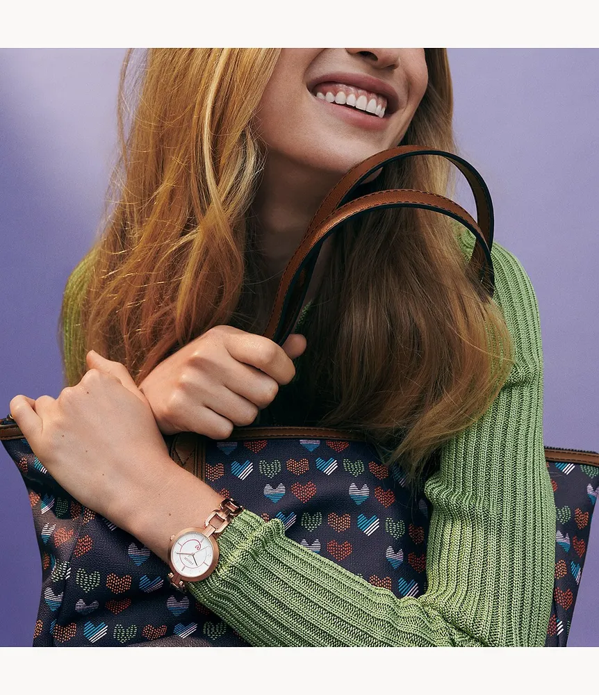 FOSSIL Kerrigan Three-Hand Rose Gold-Tone Stainless Steel Watch | Mall ...