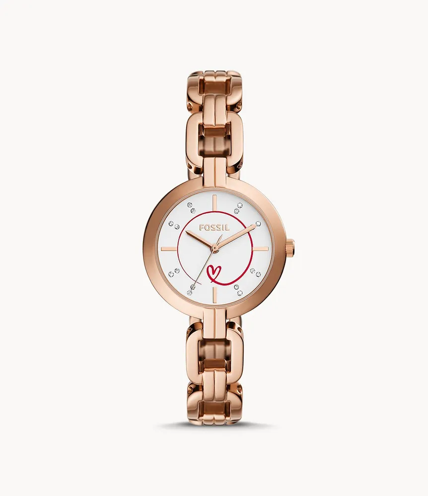 FOSSIL Kerrigan Three-Hand Rose Gold-Tone Stainless Steel Watch | Mall ...
