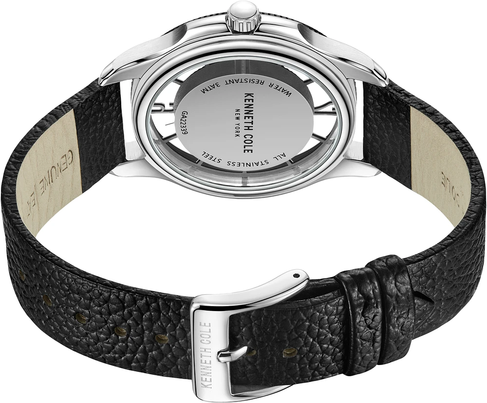 Kenneth Cole Transparent Dial With Leather Strap Watch | Hamilton Place