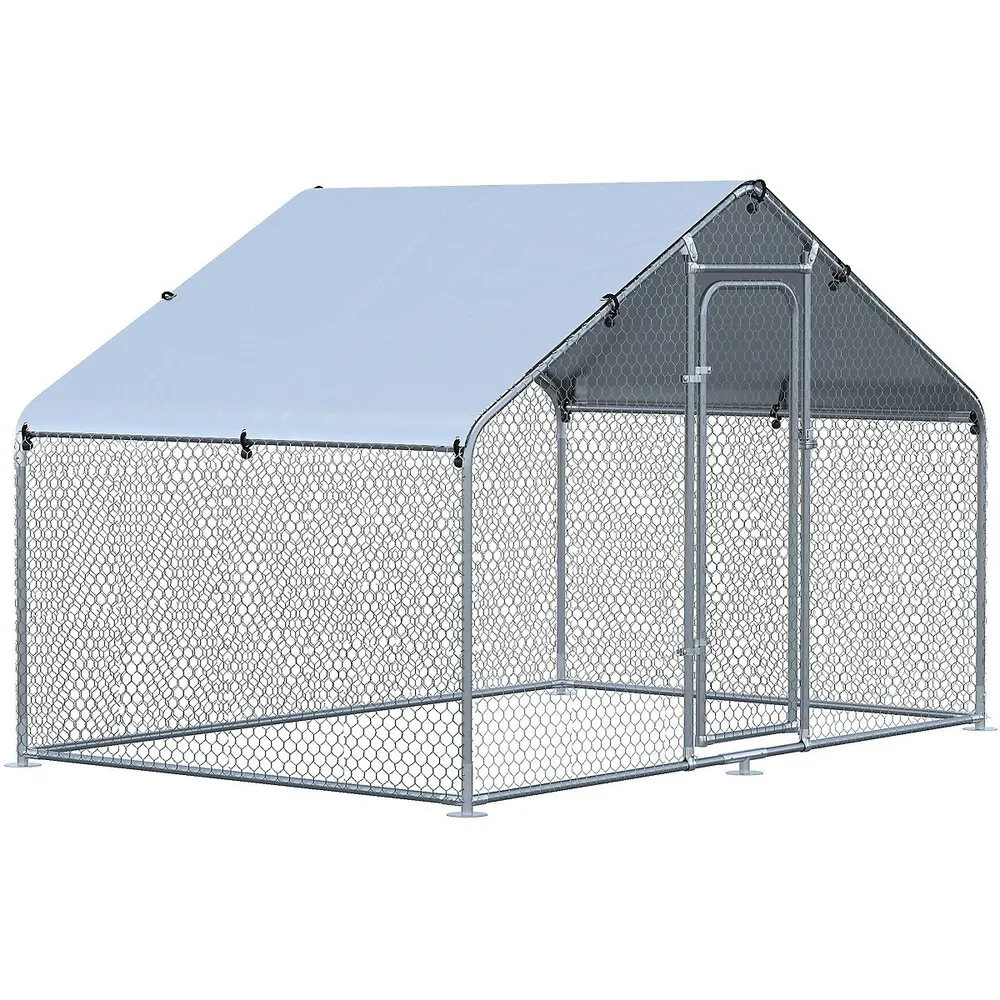 PawHut Galvanized Large Metal Chicken Coop Cage | Village Green ...