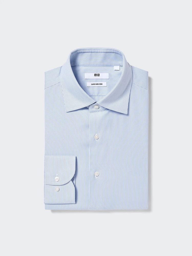 UNIQLO Super Non-Iron Regular Fit Shirt (Semi-Cutaway Collar, Stripe ...