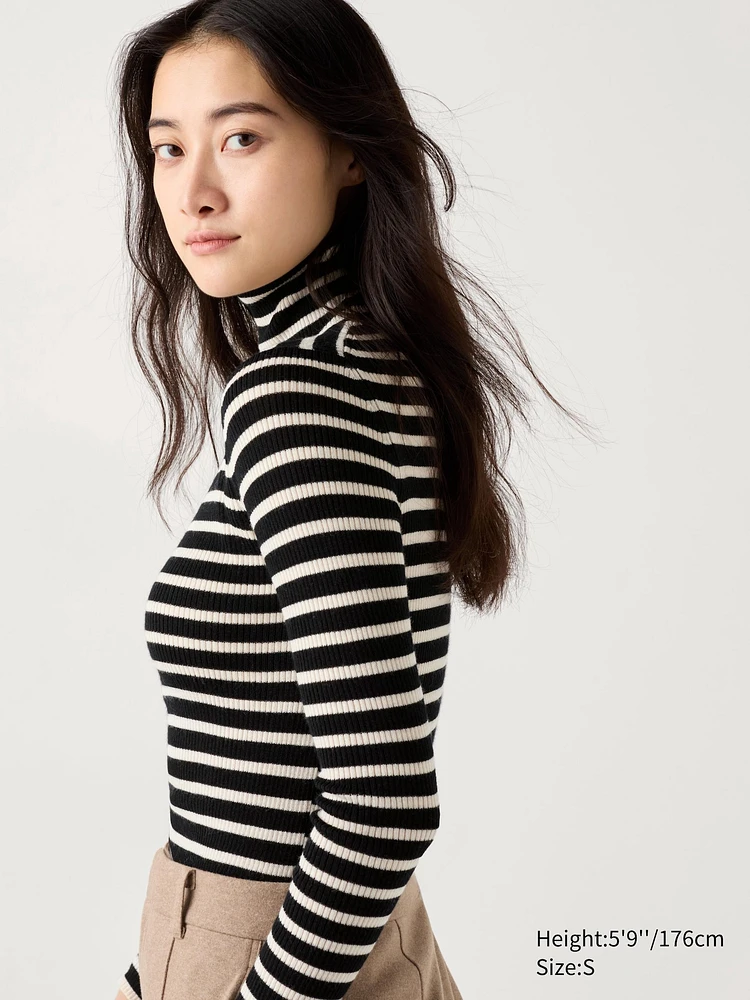 UNIQLO Merino Ribbed Turtleneck Jumper (Stripe) | King's Cross