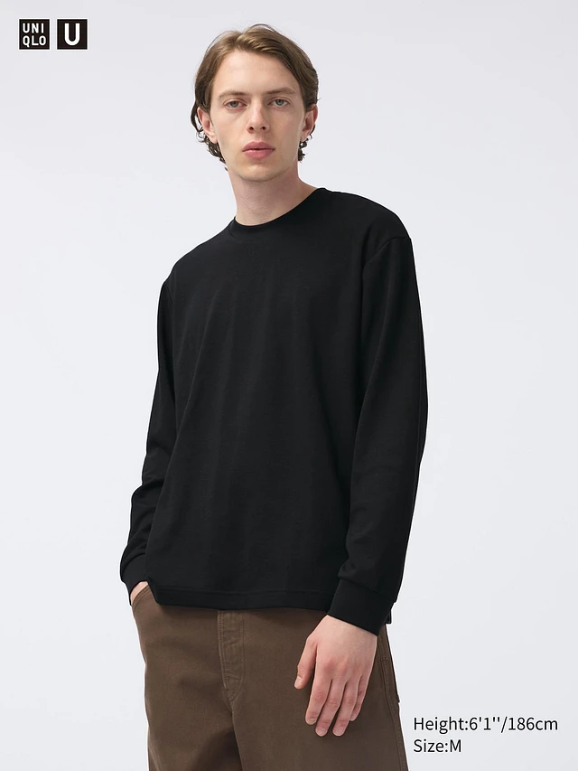 UNIQLO AIRism Cotton Oversized Crew Neck T-Shirt (Long Sleeve) | King's ...
