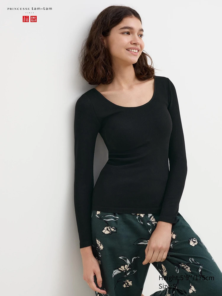 UNIQLO HEATTECH Extra Warm Ribbed Scoop Neck Bra Top | King's Cross